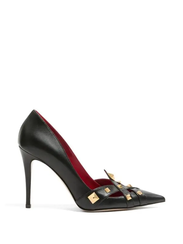 Valentino Garavani Studded Leather Pointed Toe Pumps - Black