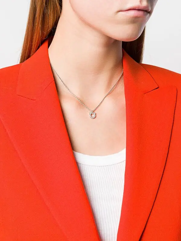 FERRAGAMO Gancini Crystal Necklace - Silver