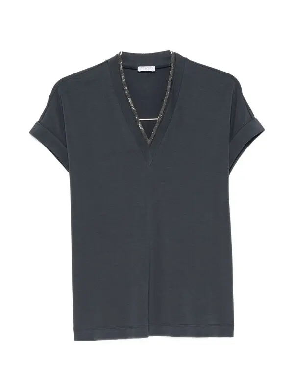 Brunello Cucinelli Cotton T-shirt With Monili Trim