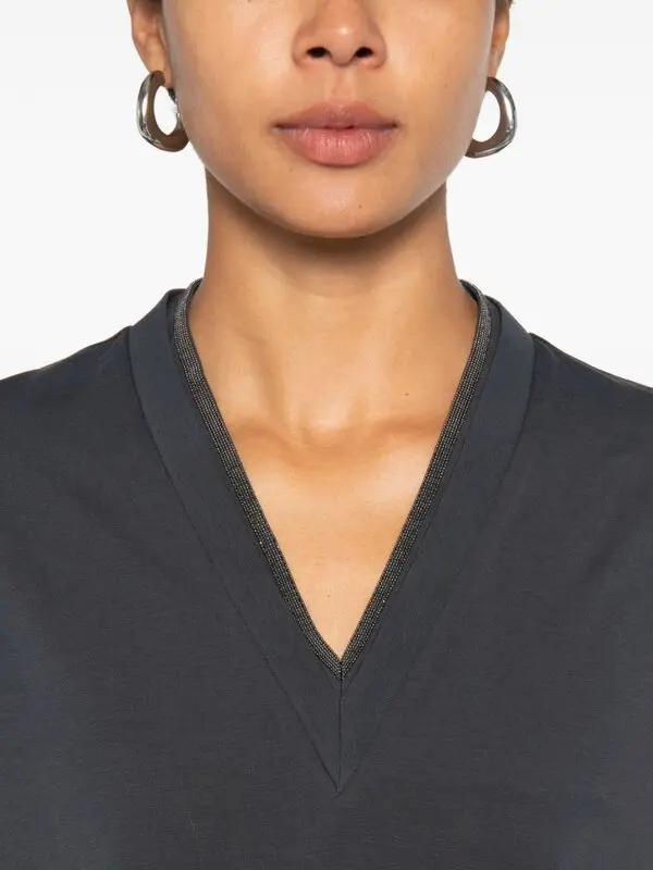 Brunello Cucinelli Cotton T-shirt With Monili Trim