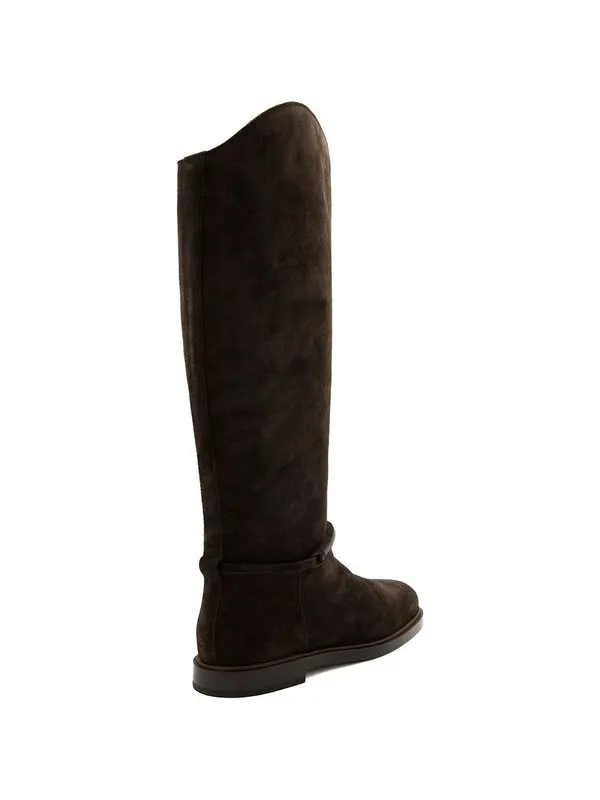 Brunello Cucinelli Suede Chain Detail Boots - Black