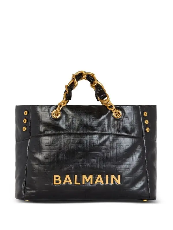 Balmain 1945 Leather Tote Bag With Chain Detail