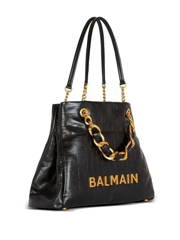 Balmain 1945 Leather Tote Bag With Chain Detail