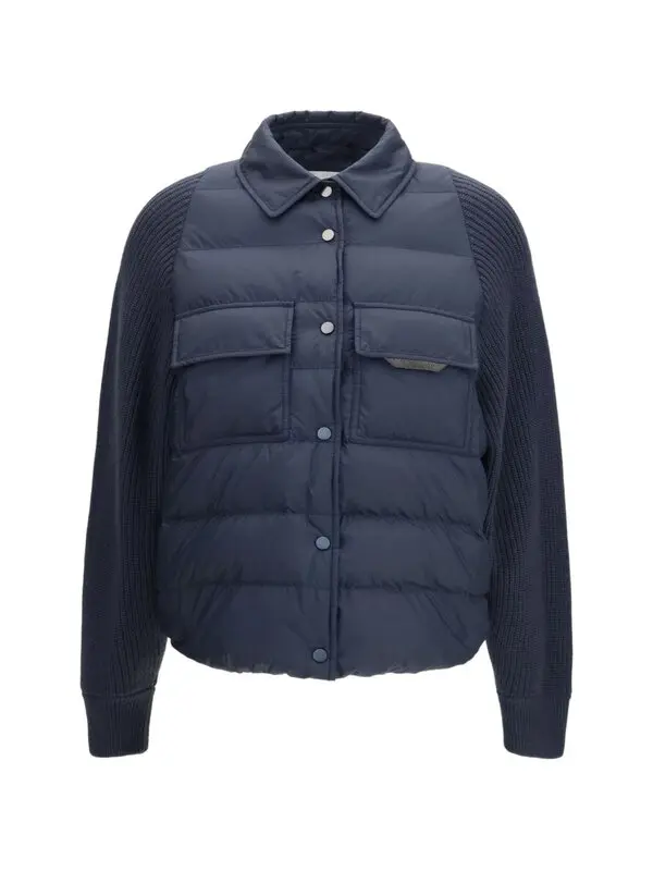 Brunello Cucinelli Padded Jacket With Monili Detail - Blue