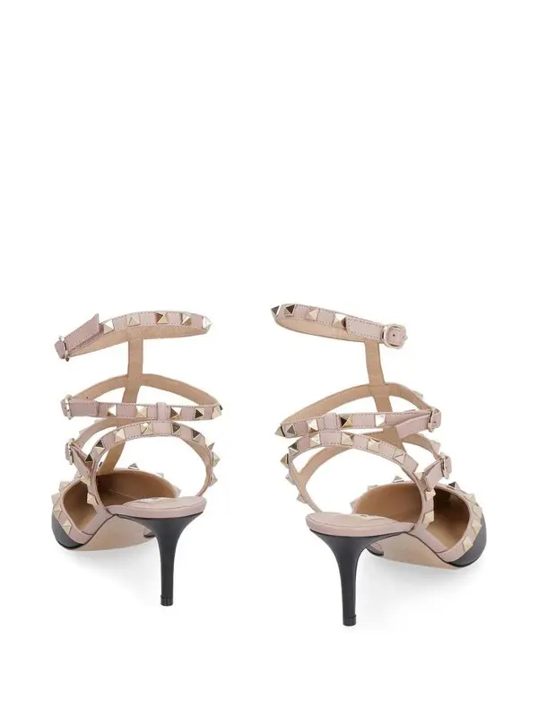 Valentino Garavani Rockstud Leather Pumps With Gold-tone Studs - Black