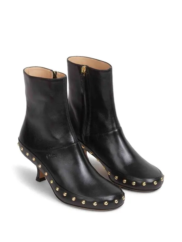 Chloé Leather Ankle Boots With Stud Embellishments