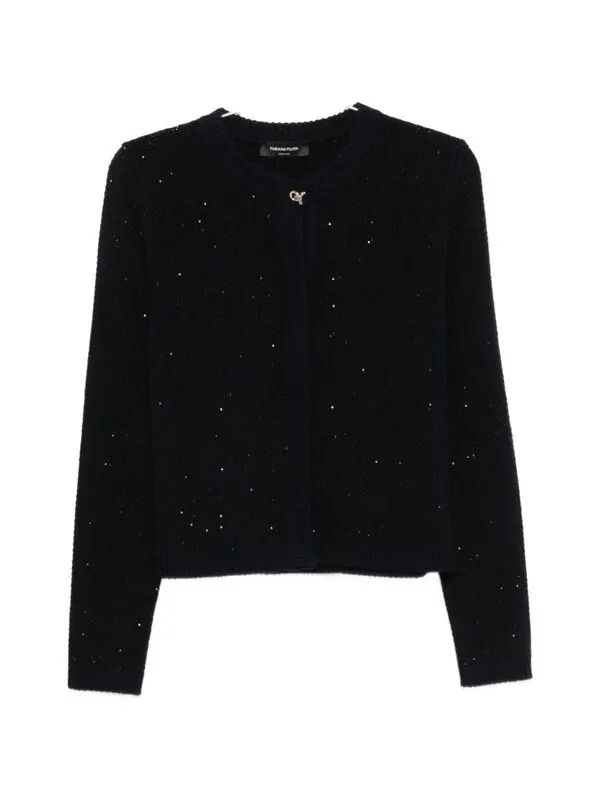 Fabiana Filippi Black Wool Blend Cardigan With Sequins