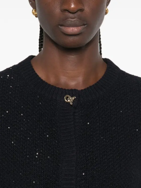 Fabiana Filippi Black Wool Blend Cardigan With Sequins