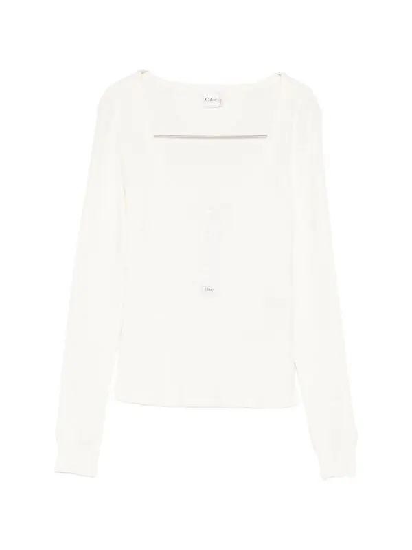 Chloé Cotton Sweater With Scoop Neck And Button Fastening