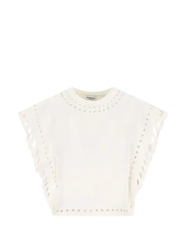 MARANT ETOILE Odyle Cotton Top With Scalloped Trim