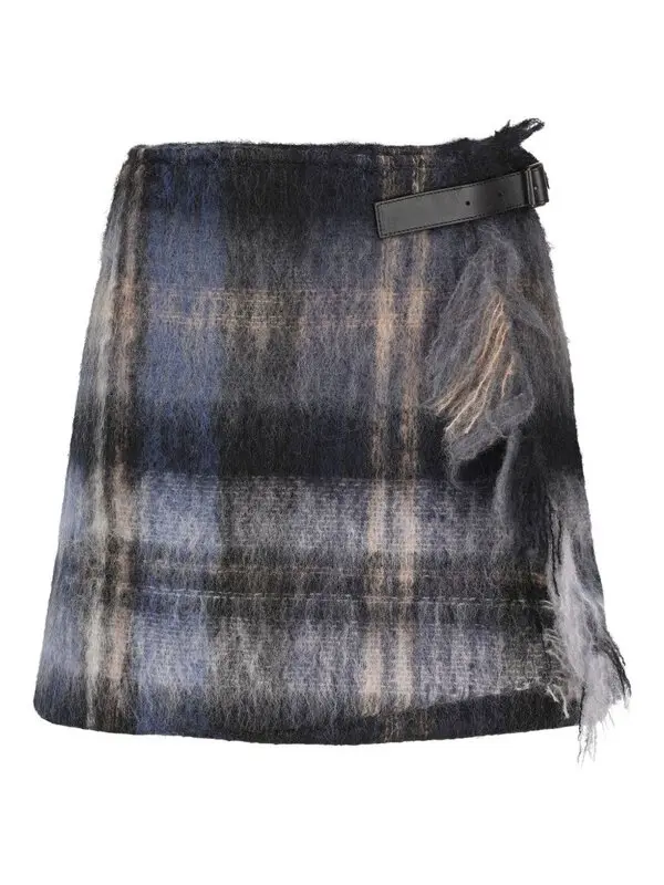 Loewe Wool Blend Plaid Mini Skirt