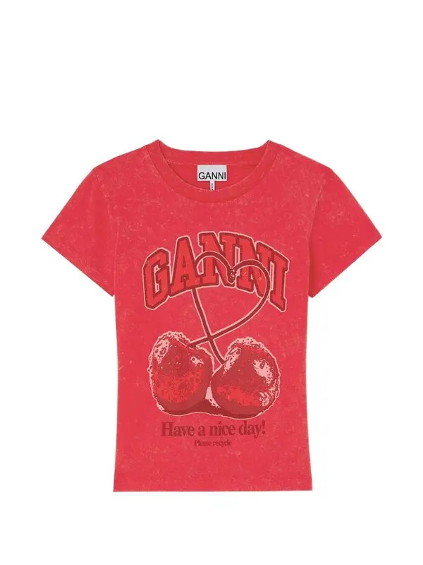 GANNI Printed Cotton T-shirt