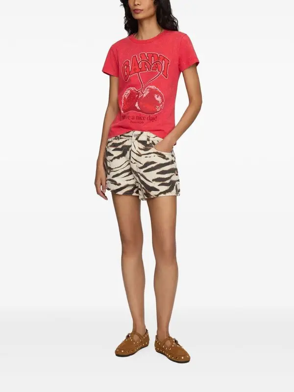 GANNI Printed Cotton T-shirt
