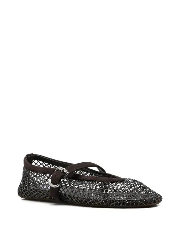 Alaïa Strass Embellished Net Ballet Flats - Brown