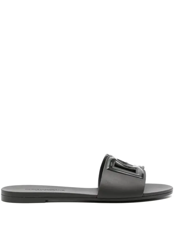 Dolce & Gabbana Dg Logo Flat Sandals - Black
