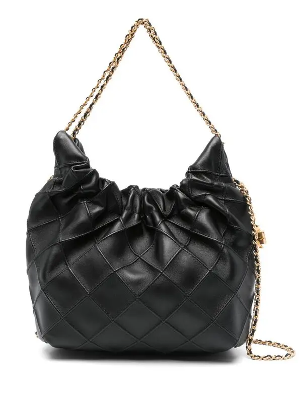 Tory Burch Fleming Mini Leather Hobo Bag - Black