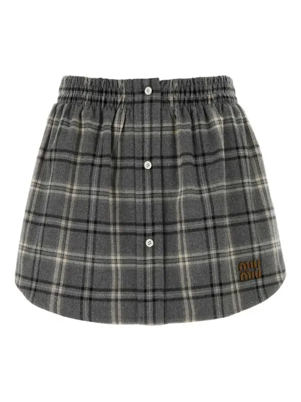 Miu Miu Checked Flannel Mini Skirt