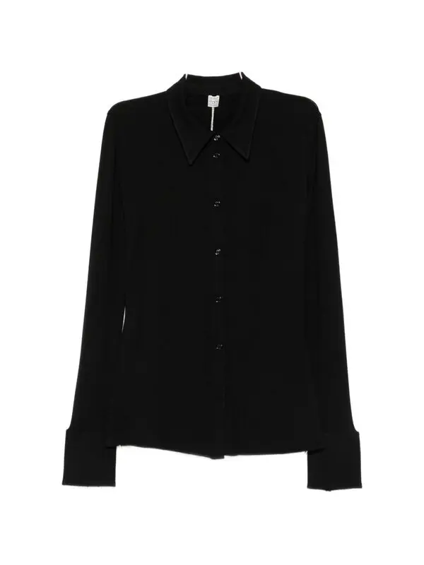 TOTEME Fitted Jersey Shirt With Spread Collar - Black