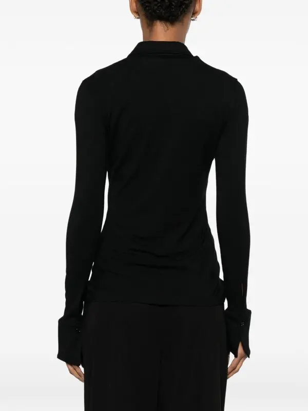 TOTEME Fitted Jersey Shirt With Spread Collar - Black