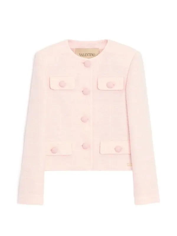 Valentino Garavani Textured Tweed Jacket With Vlogo Signature Plaque
