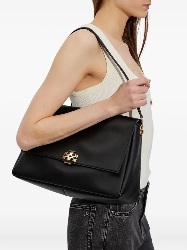 Tory Burch Charlie Large Leather Shoulder Bag - Black