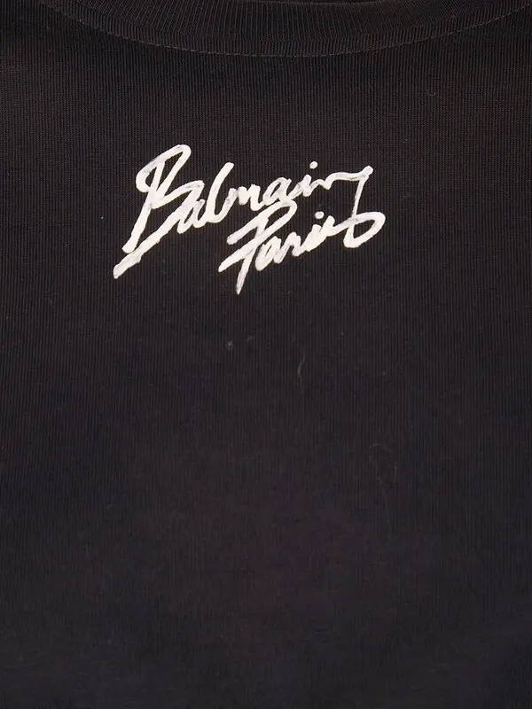 Balmain Logo Cotton Cropped T-shirt - Black