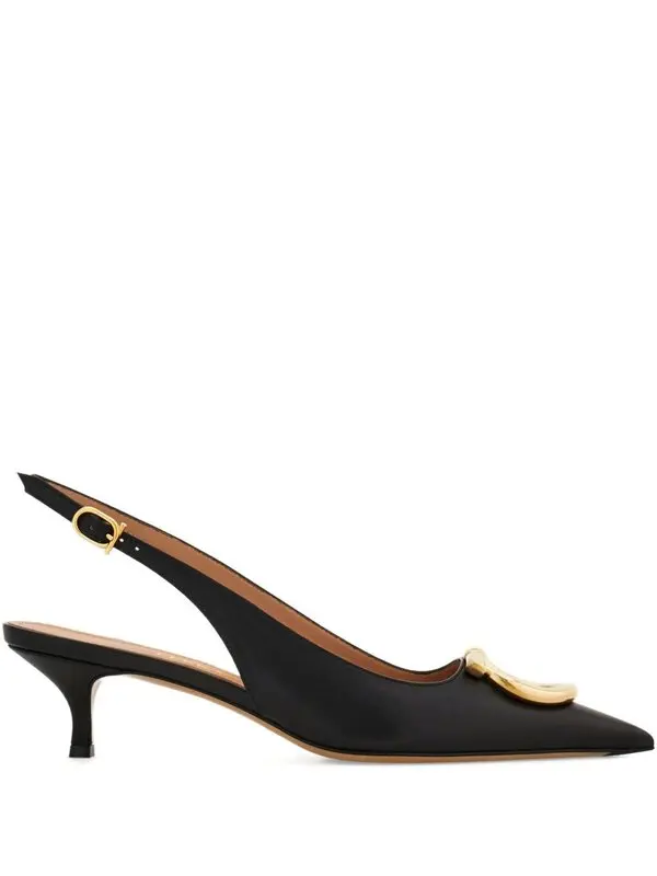 FERRAGAMO Gancini Leather Slingback Pumps - Black