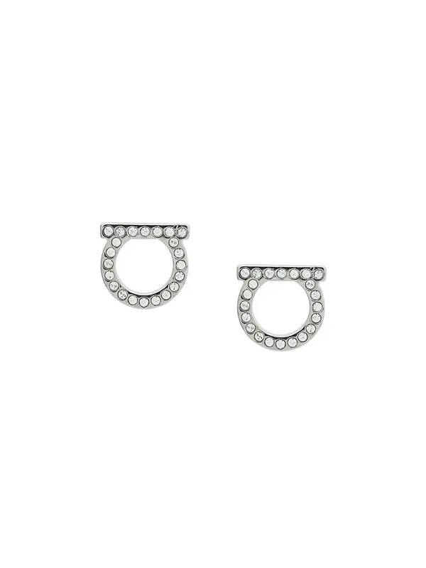 FERRAGAMO Gancini Crystal Earrings - Silver