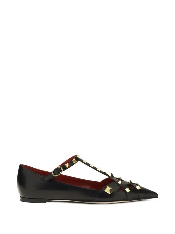 Valentino Garavani Studded Leather Ballet Flats - Black