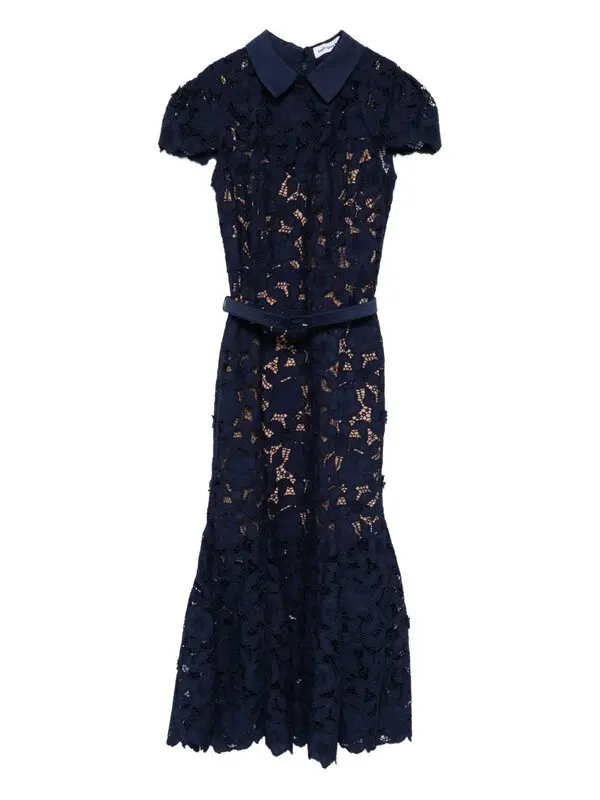 SELF-PORTRAIT Lace Midi Dress With Removable Belt