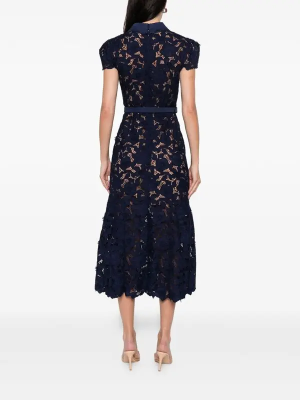 SELF-PORTRAIT Lace Midi Dress With Removable Belt