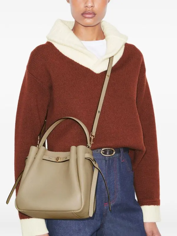 Tory Burch Romy Leather Bucket Bag - Grey