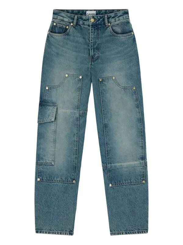 GANNI Panelled Cotton Denim Jeans - Blue