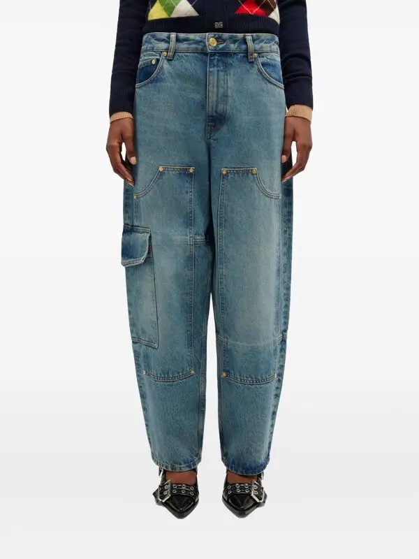 GANNI Panelled Cotton Denim Jeans - Blue