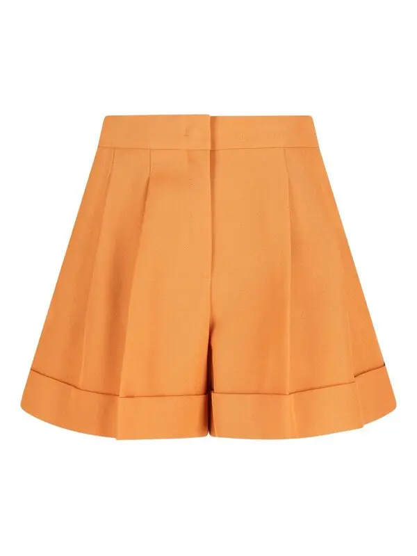 Fendi Tailored Wool Shorts With Pleated Front And Cuffed Hem