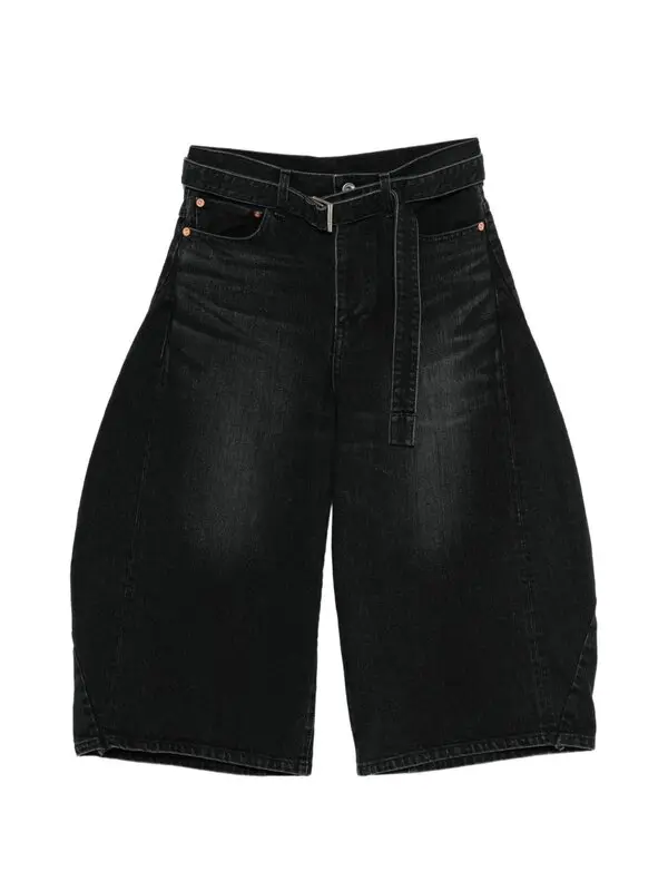 Sacai Denim Belted Bermuda Shorts - Black