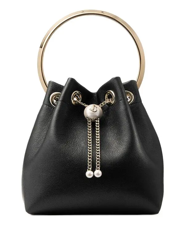 JIMMY CHOO Bon Bon Leather Bucket Bag - Black