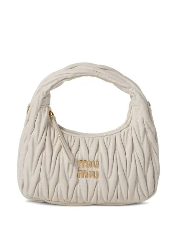 Miu Miu Wander Small Matelassé Hobo Bag - White