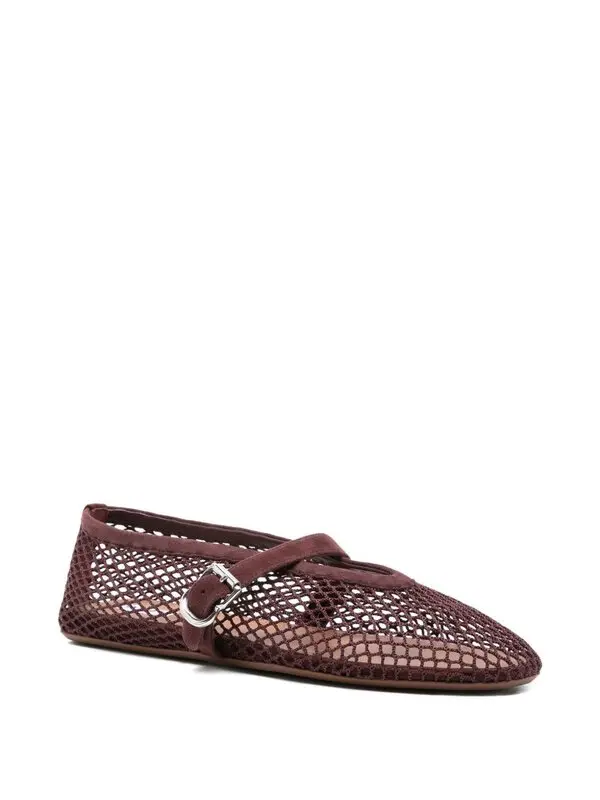 Alaïa Fishnet Ballet Flats With Buckle Fastening