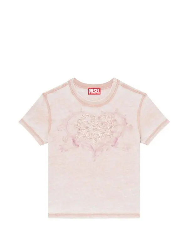 DIESEL® Logo Embellished Cotton Blend T-shirt - Pink
