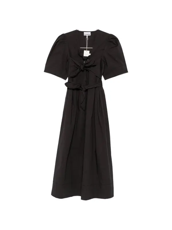 GANNI Organic Cotton Midi Dress - Black