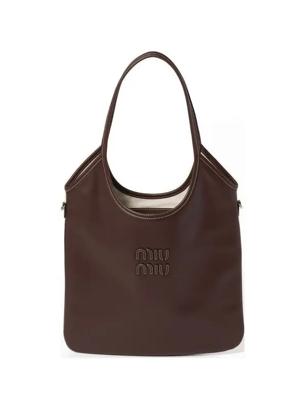 Miu Miu Ivy Leather Shoulder Bag - Brown