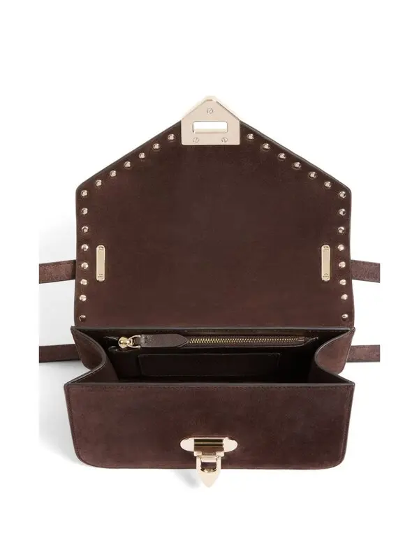 Valentino Garavani Rockstud Suede Shoulder Bag - Brown