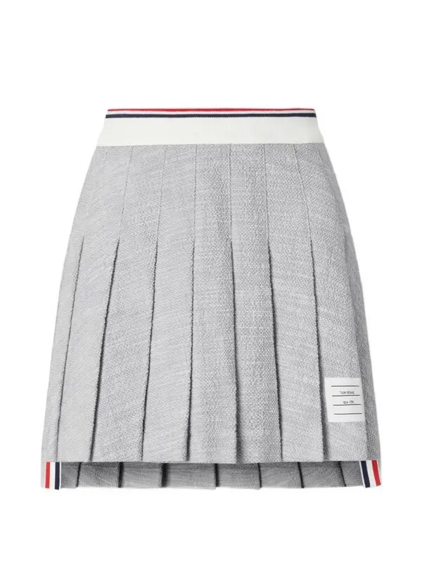 Thom Browne Tweed Mini Skirt With Rwb Stripe Detail