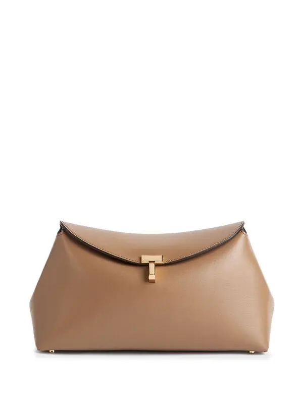 TOTEME T-lock Leather Clutch - Beige