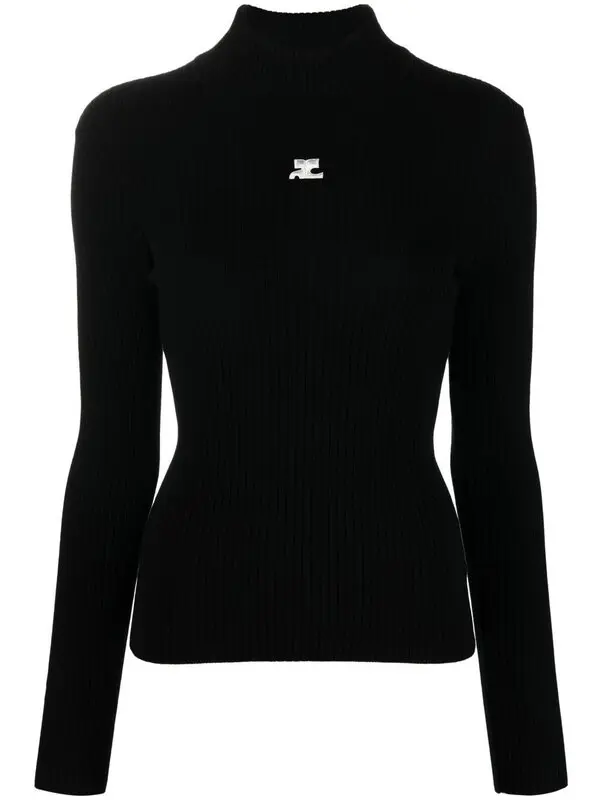 COURREGES Logo Knit Roll Neck Sweater