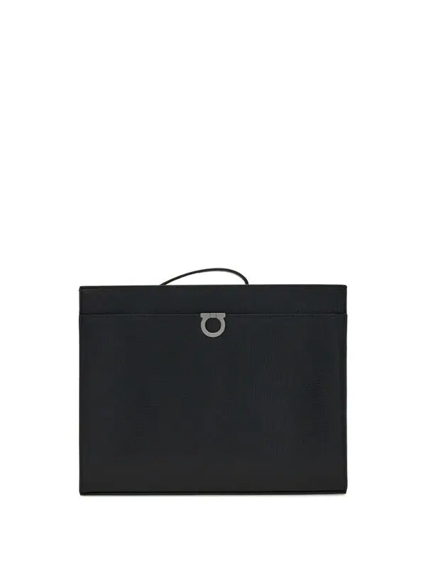 FERRAGAMO Gancini Leather Pouch - Black