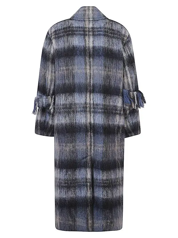 Loewe Wool Single-breasted Coat With Fringe Detail