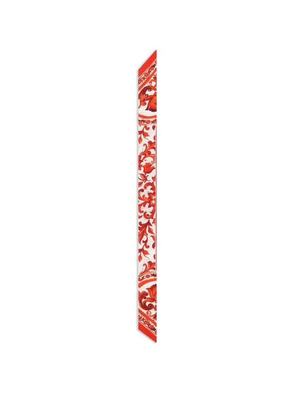 Dolce & Gabbana Maiolica Print Silk Foulard - Orange