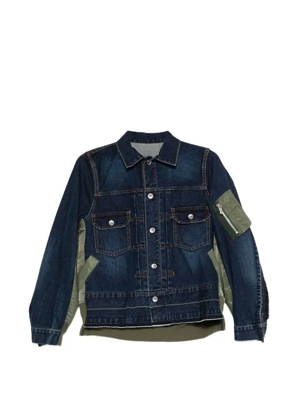 Sacai Denim And Nylon Blouson Jacket - Blue